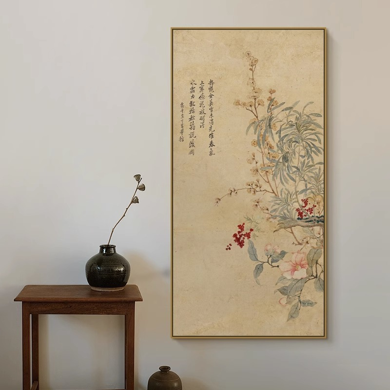 Tranh hoa tối giản, tranh in trên vải canvas, tranh trang trí phòng trà đạo, tranh phòng khách ...