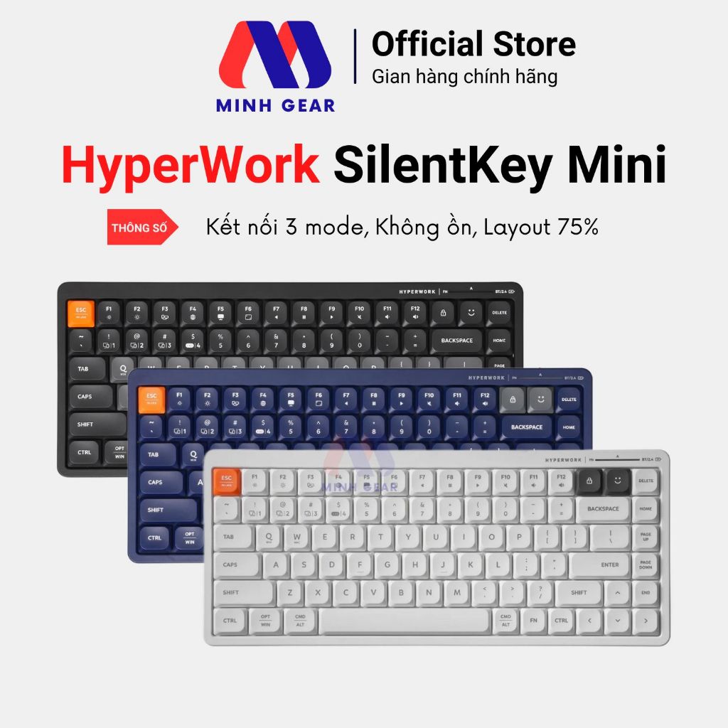 Bàn phím không dây HyperWork SilentKey Mini TS01M | Shopee Việt Nam