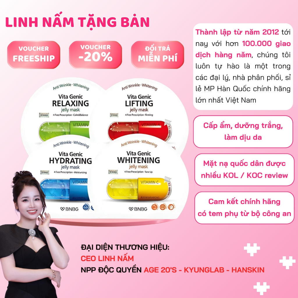 Mask BNBG Vita Genic Jelly Mask cấp ẩm dưỡng trắng da, Mặt nạ BNBG ...
