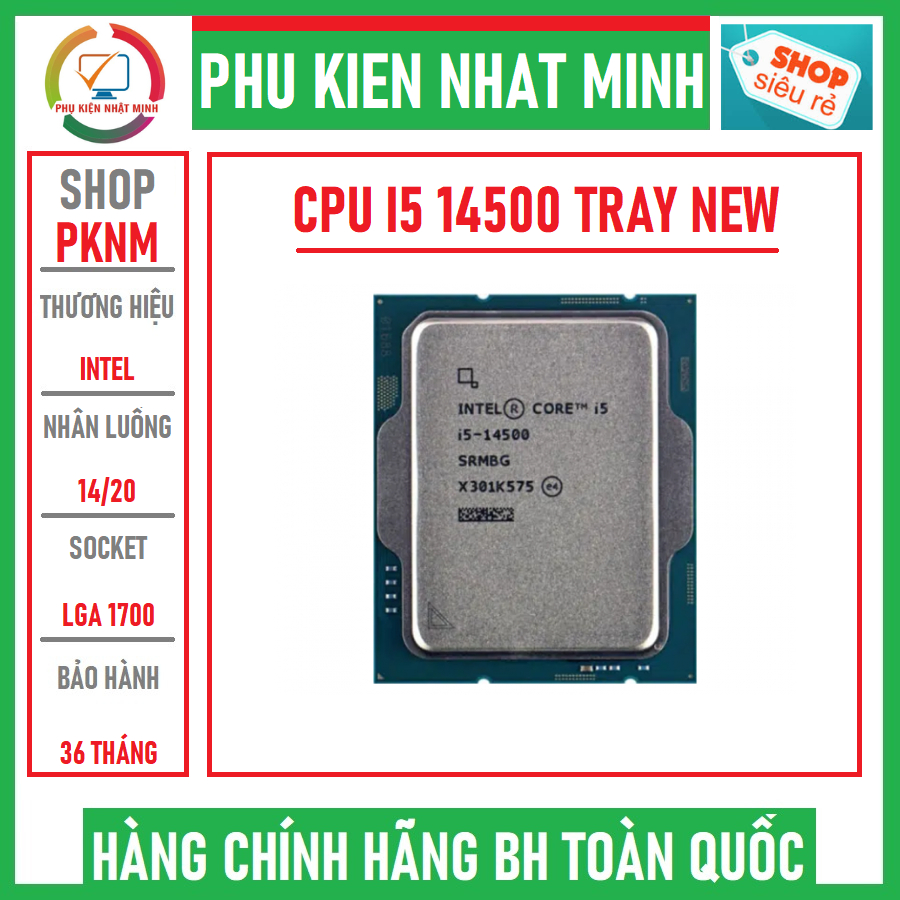 CPU Intel Core I5 14500 Tray (Up To 5.0GHz, 14 Nhân 20 Luồng, 24MB Cache, LGA 1700) bảo hành 36 ...