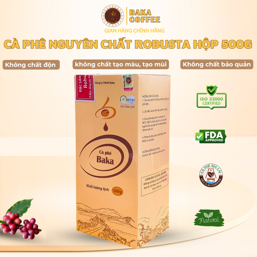 Cà Phê Nguyên Chất Baka - Robusta (Hộp 500g) | Shopee Việt Nam