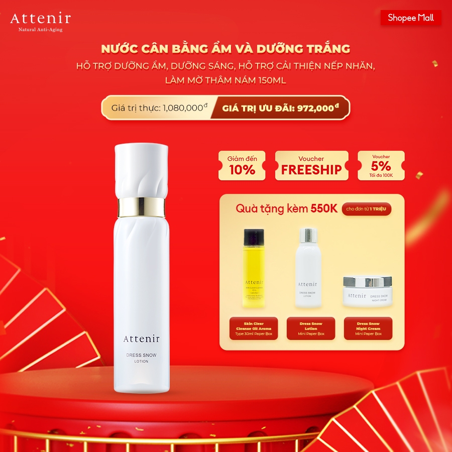 Nước Cân Bằng Ẩm Và Dưỡng Trắng 150ml Attenir Dress Snow Lotion | Shopee Việt Nam