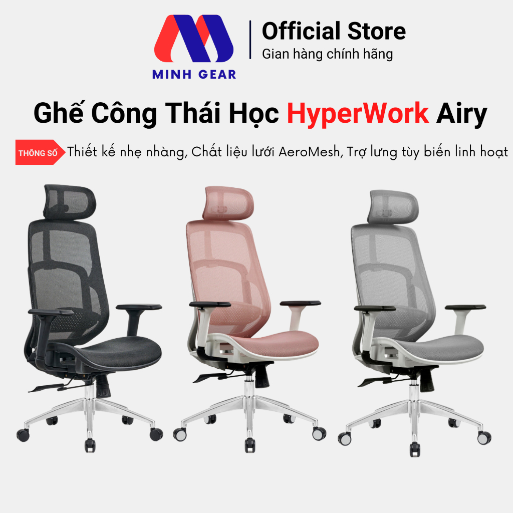 Ghế công thái học HyperWork Airy - Hàng Chính Hãng | Shopee Việt Nam
