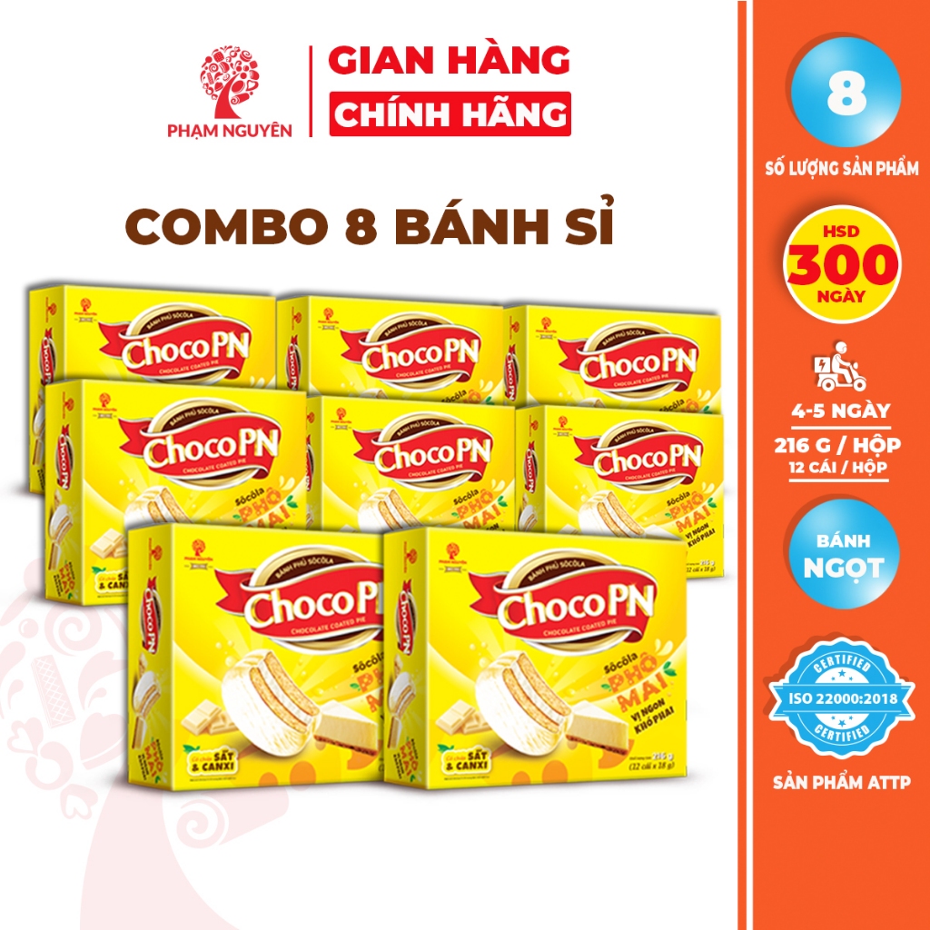 XẢ KHO | DATE 28/8/2025 | Combo 8 Hộp Bánh phủ Socola Choco PN Phô Mai 216g | Bánh ăn vặt Socola ...