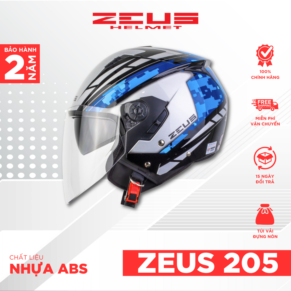 Mũ Bảo Hiểm 3/4 Hai Kính ZEUS 205 Tem | Shopee Việt Nam
