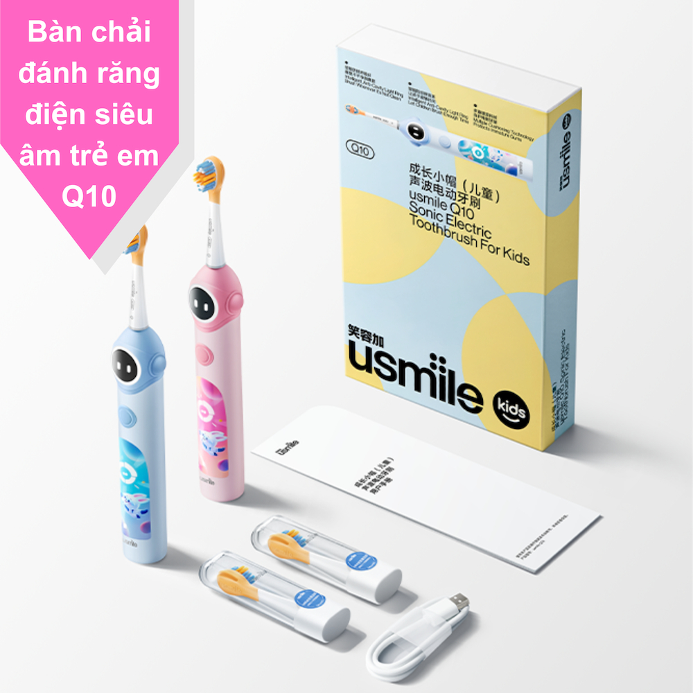 Bàn chải đánh răng, điện sóng âm thông minh usmile Q10 dành cho trẻ em - Bảo hành 12 tháng ...
