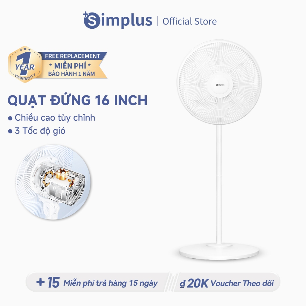Simplus Quạt cây 16 inch DFSH006 - Bảo Hành 1 Năm 1 Đổi 1 | Shopee Việt Nam