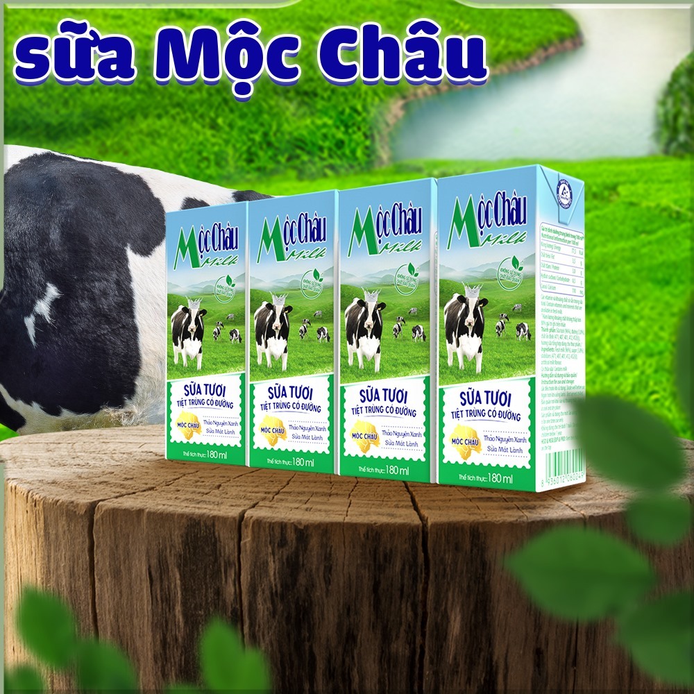 Mua ngay 1 thùng sữa tươi Mộc Châu có đường, không đường, ít đường 180ml x 48 hộp | Shopee Việt Nam