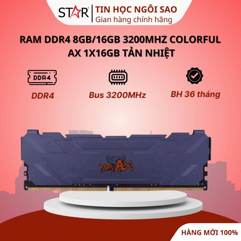 Ram DDR4 Colorful 8GB/16GB 3200Mhz Battle AX Tản nhiệt - Bảo hành 36 ...