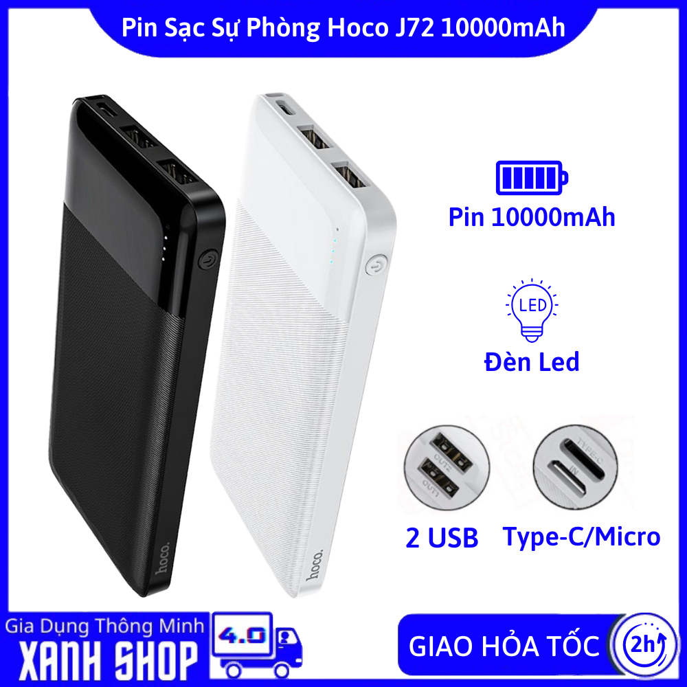 Pin sạc sự phòng Hoco J72 dung lượng 10000mAh sạc 2 cổng USB (không hỗ ...