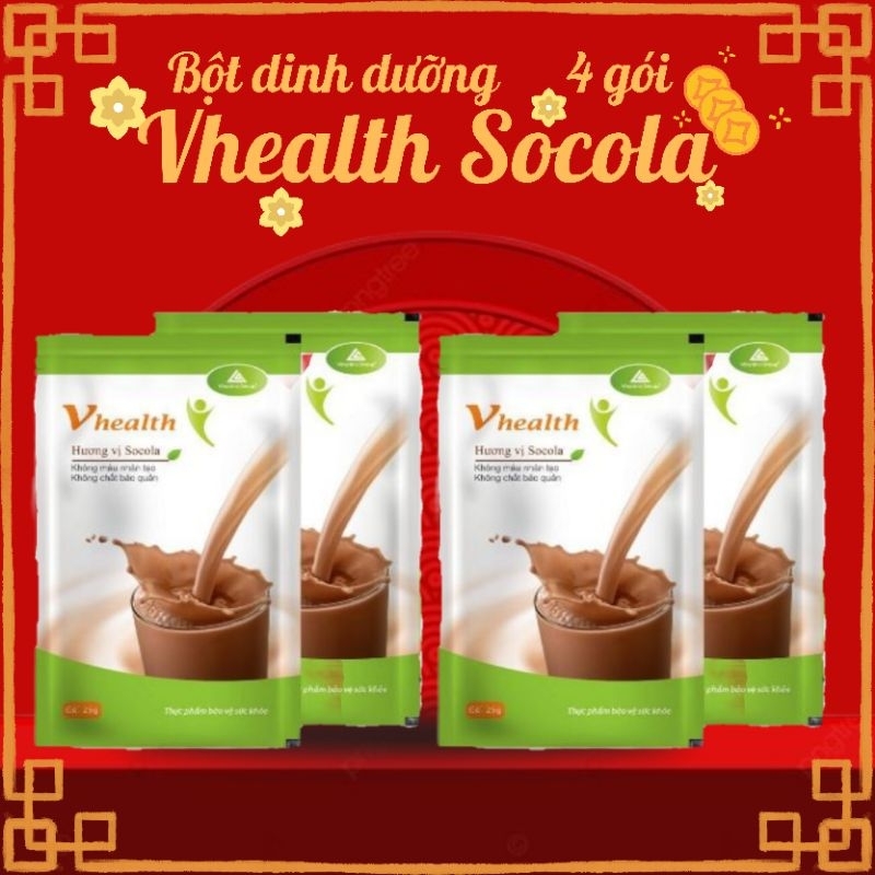 Bột ngũ cốc dinh dưỡng Vhealth vị socola 4 gói | Shopee Việt Nam