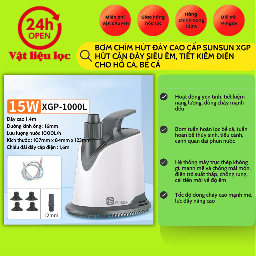 Bơm Chìm Hút Đáy Cao Cấp Sunsun XGP-Hút Cặn Đáy Siêu Êm, Tiết Kiệm Điện Cho Hồ Cá, Bể Cá ...