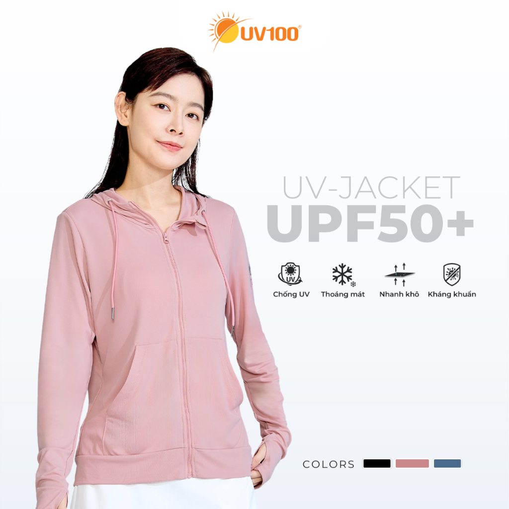 UPF50+ | Áo khoác chống nắng nữ UV100 Apex-Cool AA24125 vải mềm mịn kháng khuẩn | Shopee Việt Nam