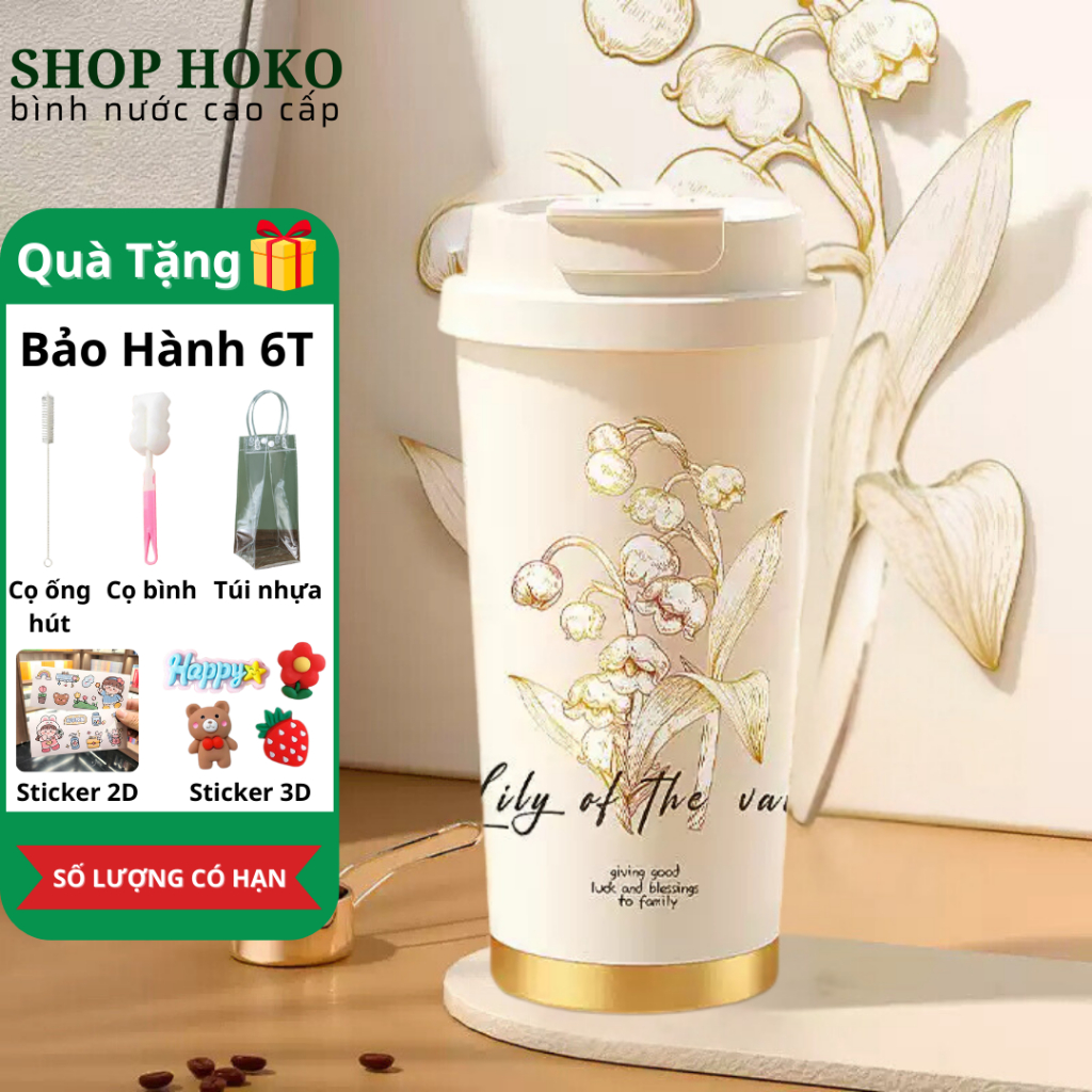Ly giữ nhiệt lily 530ml inox 316 cốc giữ nhiệt ShopHoKo quai xách ống ...