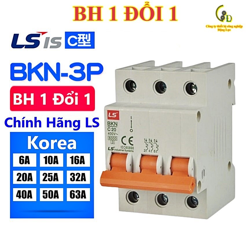 Aptomat 3 pha LS, attomat LS MCB BKN 3P 16A, 20A, 25A, 40A, 32A, cầu dao tự động, áp tô mát ...
