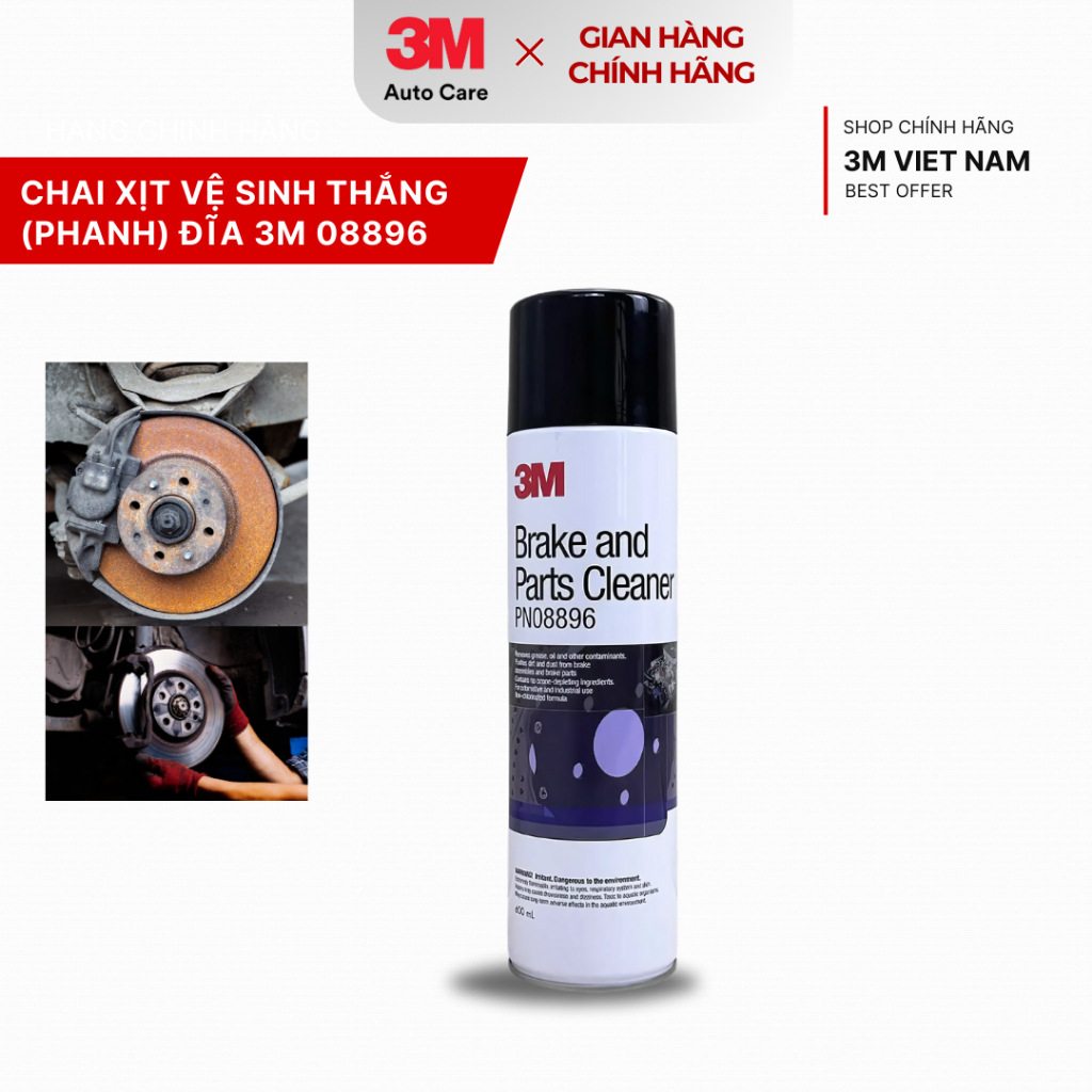 Vệ sinh làm sạch bố thắng oto, xe máy 3M 08896 Brake and Parts Cleaner ...