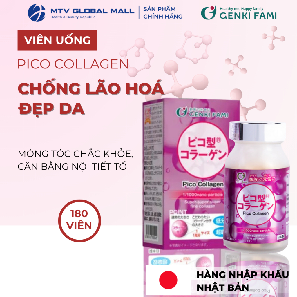 Viên Uống Collagen Pico Collagen Genki Fami Hộp 180v Giúp Làm Đẹp Da ...