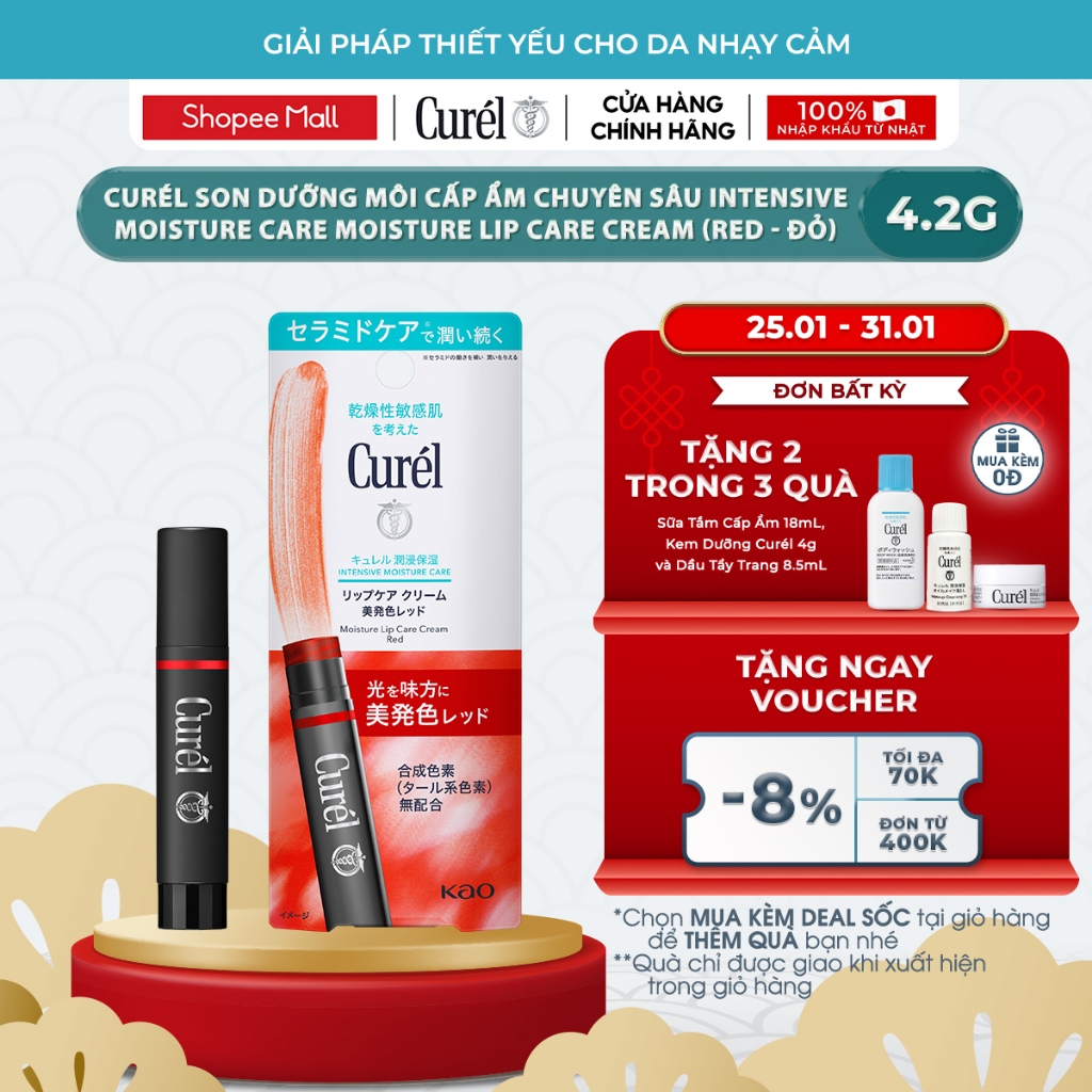 Son Dưỡng Môi Cấp Ẩm Chuyên Sâu Curel Intensive Moisture Care Moisture ...