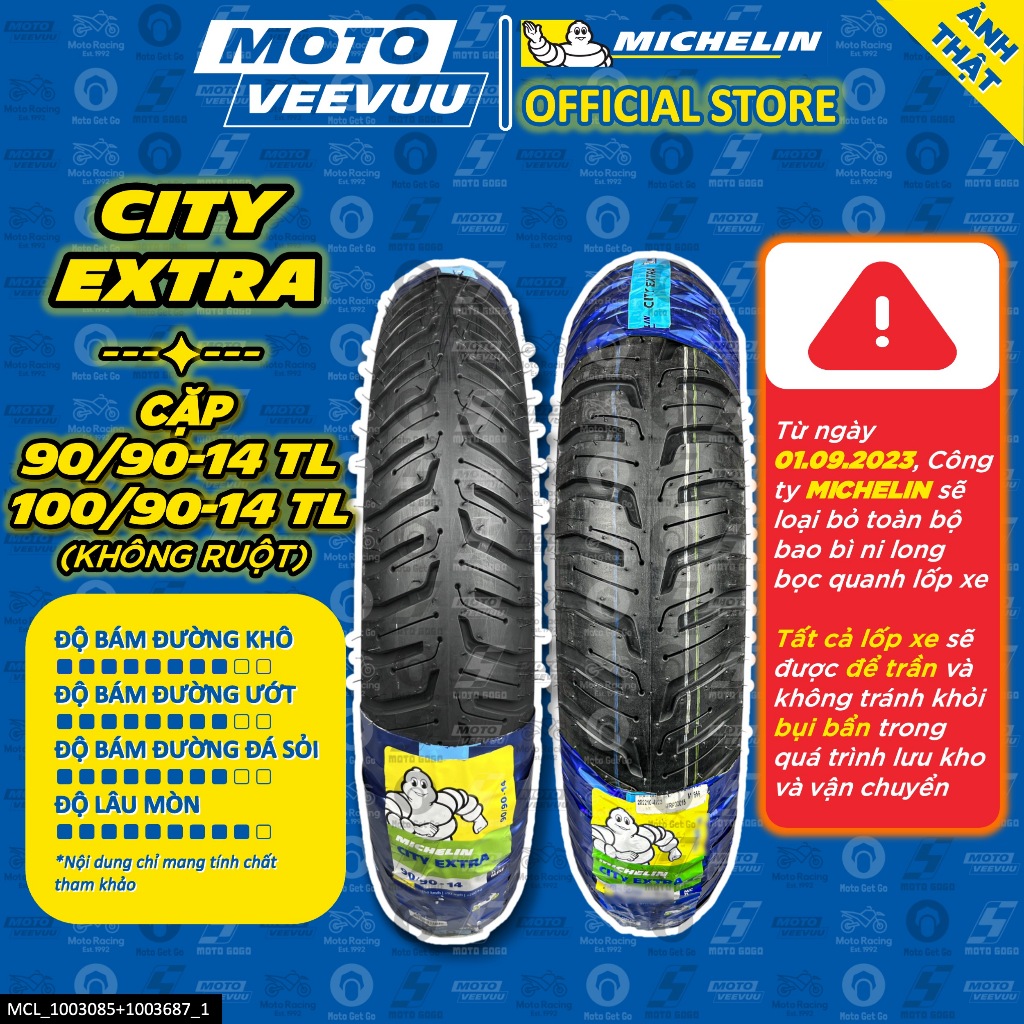 [MTVV] CẶP VỎ LỐP xe máy MICHELIN CITY EXTRA 90/90-14 & 100/90-14 TL PCX | Shopee Việt Nam