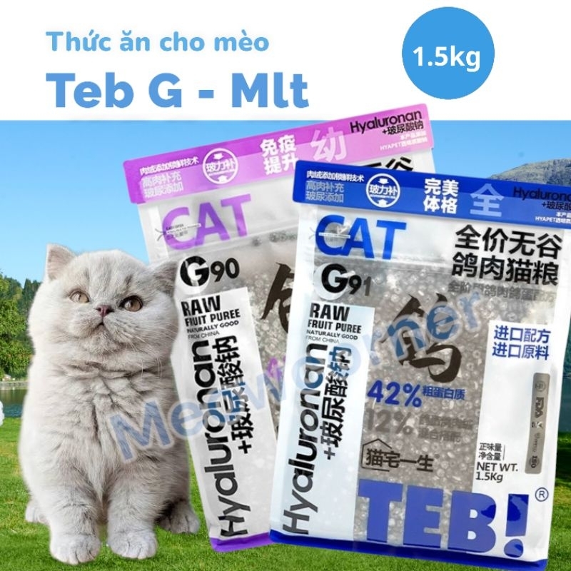 Hạt TEB G không độn ngũ cốc dành cho Mèo 96% protein từ động vật mix ...