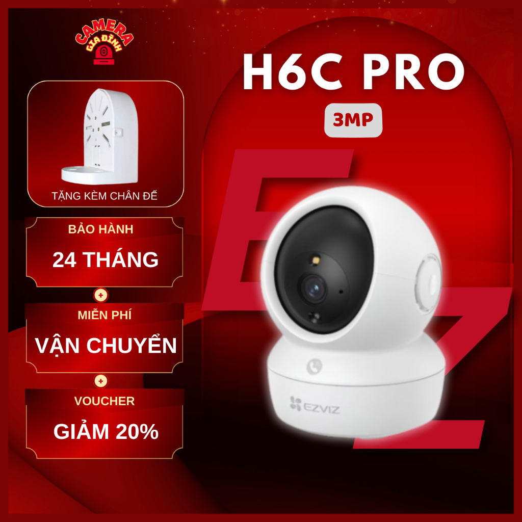 Camera Wifi EZVIZ H6C PRO 3MP 2K, đêm có màu, Xoay 360 độ, đàm thoại 2 chiều, theo dõi thông ...