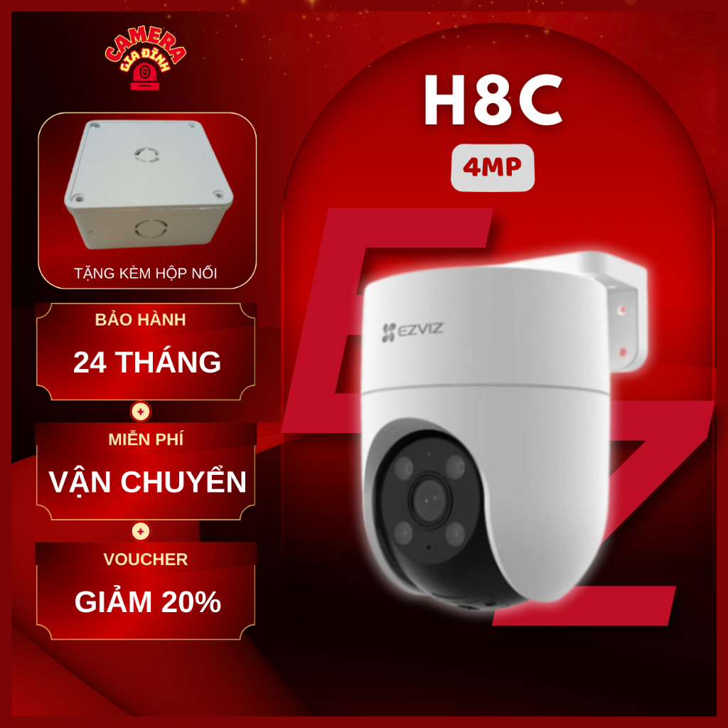 Camera Wifi EZVIZ H8C 4MP 2K+, có màu ban đêm, quay 360, đàm thoại 2 ...