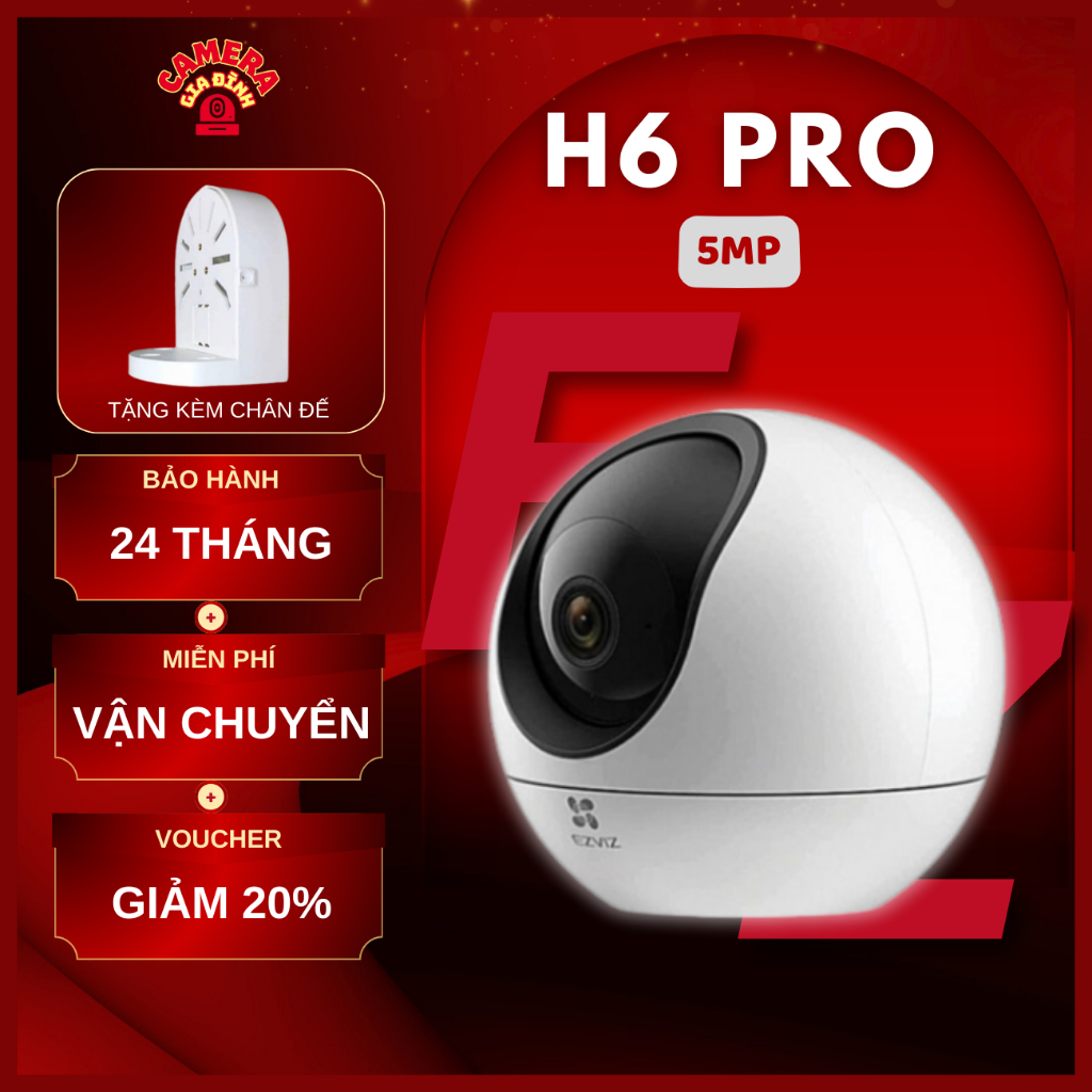 Camera Wifi EZVIZ H6 5M 3K siêu nét chính hãng, đàm thoại 2 chiều, vẫy tay gọi điện, AI thông ...