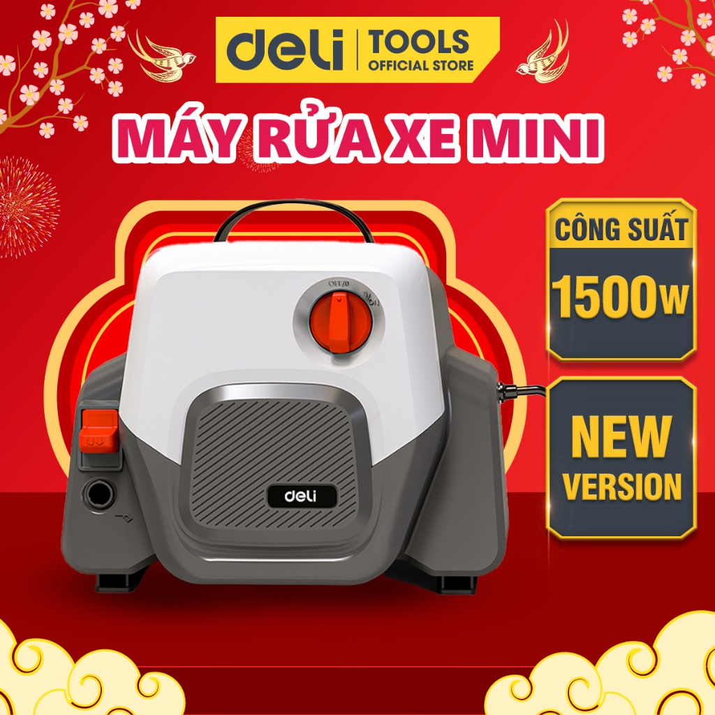 Máy Rửa Xe Mini Deli Động Cơ Lõi Đồng 1500W Dây 15m Cao Áp Chính Hãng 1 đổi 1 Bảo Hành 36 Tháng ...