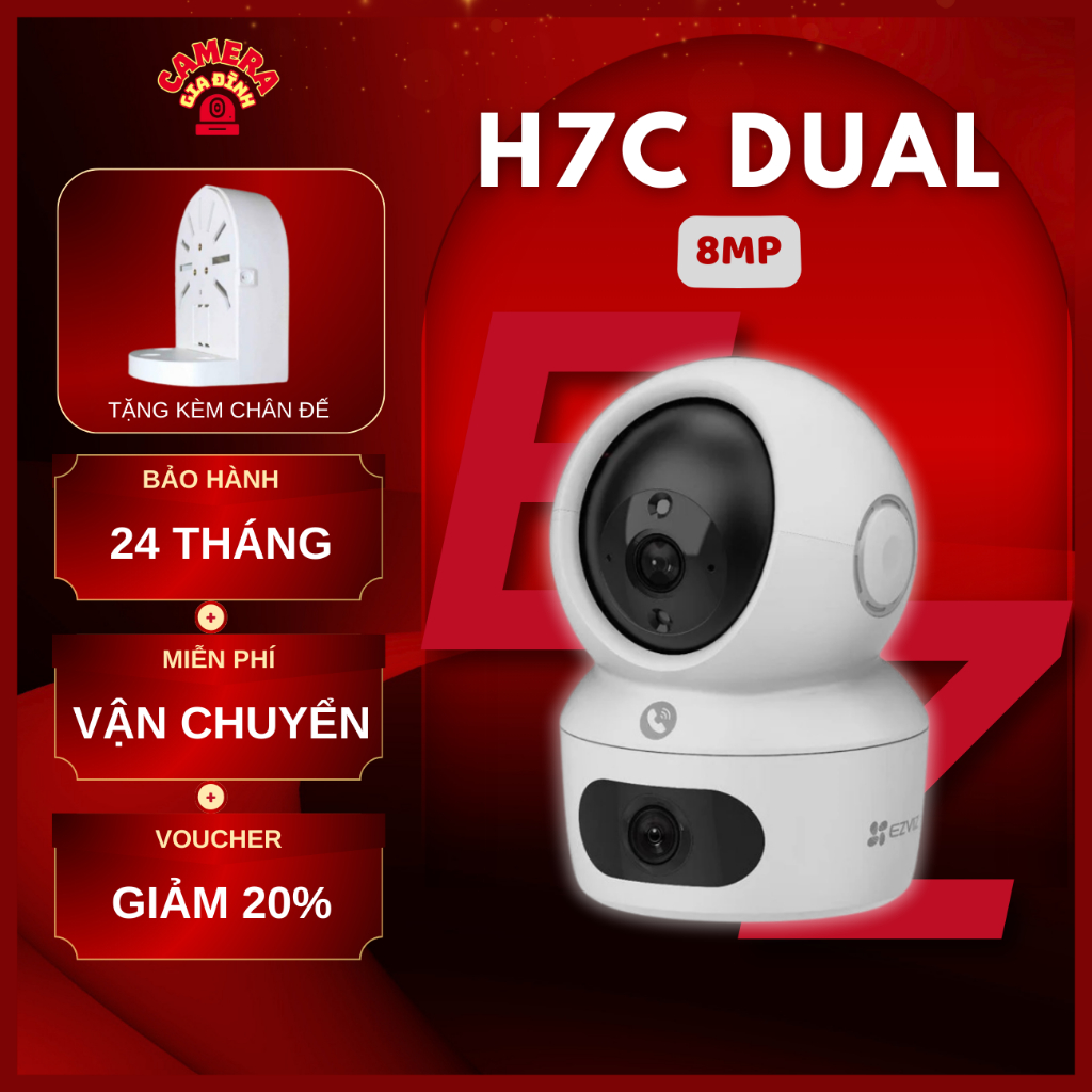 Camera Wifi EZVIZ H7C 8MP - 2 ống kính, Đàm thoại 2 chiều, Có màu ban ...
