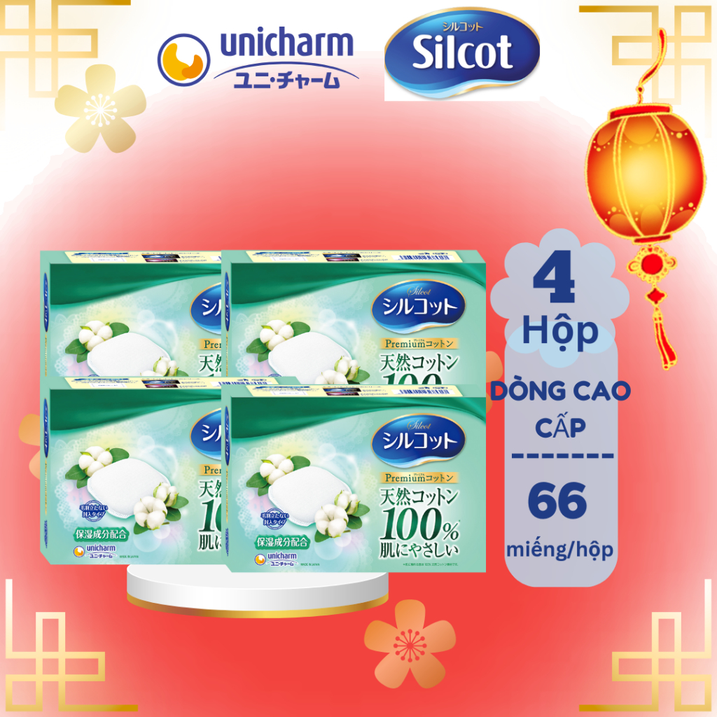 Bộ 4 hộp Bông trang điểm (bông tẩy trang) cao cấp Silcot Premium 66 ...