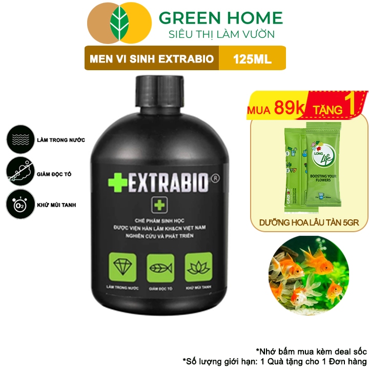 Men Vi Sinh Extra Bio Greenhome, Chai 125ml, Vi Sinh Làm Trong Nước Bể Cá, Phù Hợp Cho Cá Cảnh ...