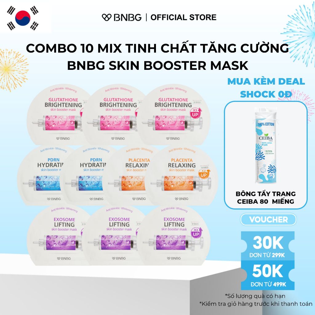 COMBO 10 MẶT NẠ MIX BNBG SKINBOOSTER MASK 30g x10 | Shopee Việt Nam