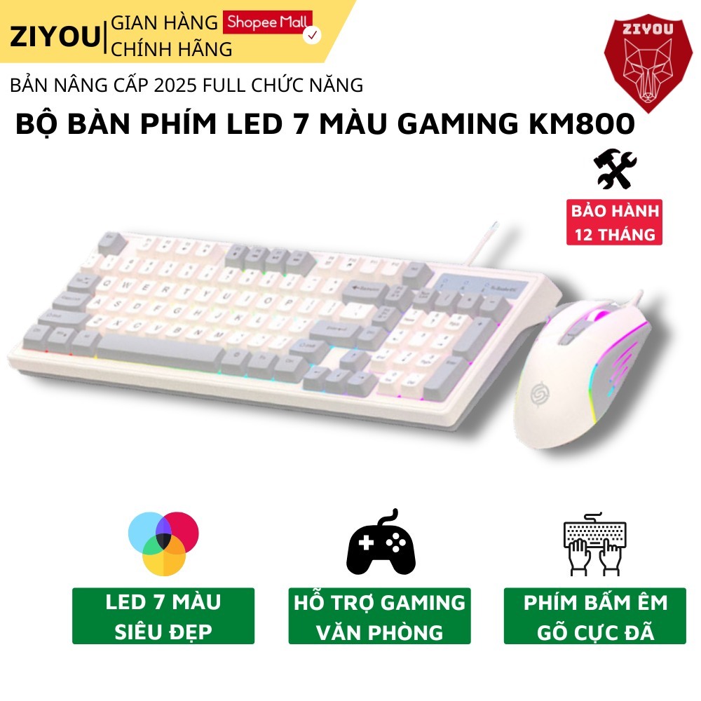 Bàn Phím Gaming Và Chuột Led Ziyou KM800 Màu Cực Đẹp Dùng Văn Phòng, Chơi Game Phím Bấm Êm ...