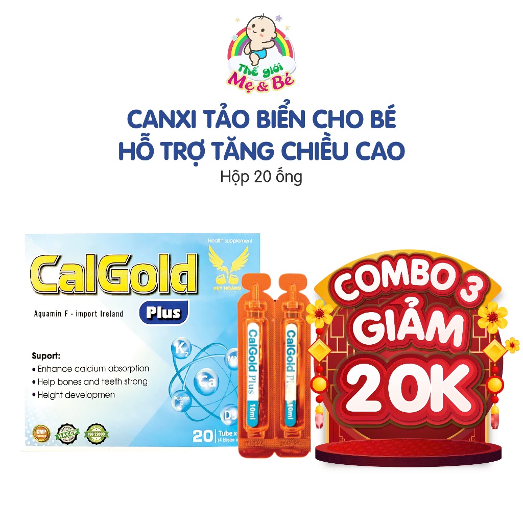 Siro canxi hữu cơ Calgold Plus cho bé, bộ 3 D3K2 MK7 tiên tiến, xương ...