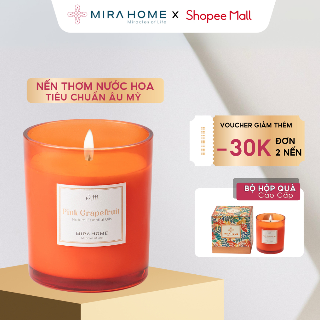 Nến Thơm Phòng Cao Cấp Pink Grapefruit MIRA HOME, Nến Thơm Quà Tặng Cao Cấp | Shopee Việt Nam