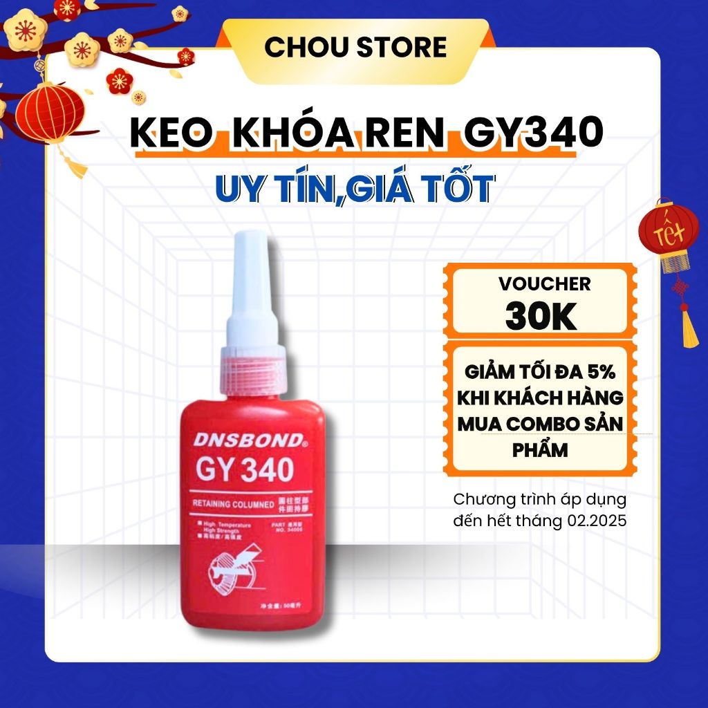 Keo Khóa Ren DNSBOND GY340 dung tích 50ml ,keo dán ốc, bu lông ...