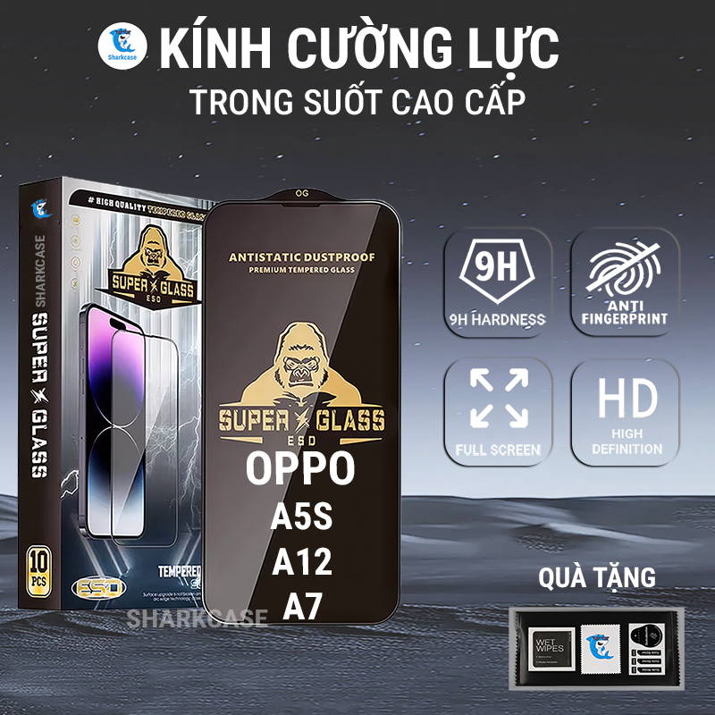 Kính cường lực Oppo A5S, A12, A7 cao cấp thế hệ mới full màn miếng dán bảo vệ điện thoại ...