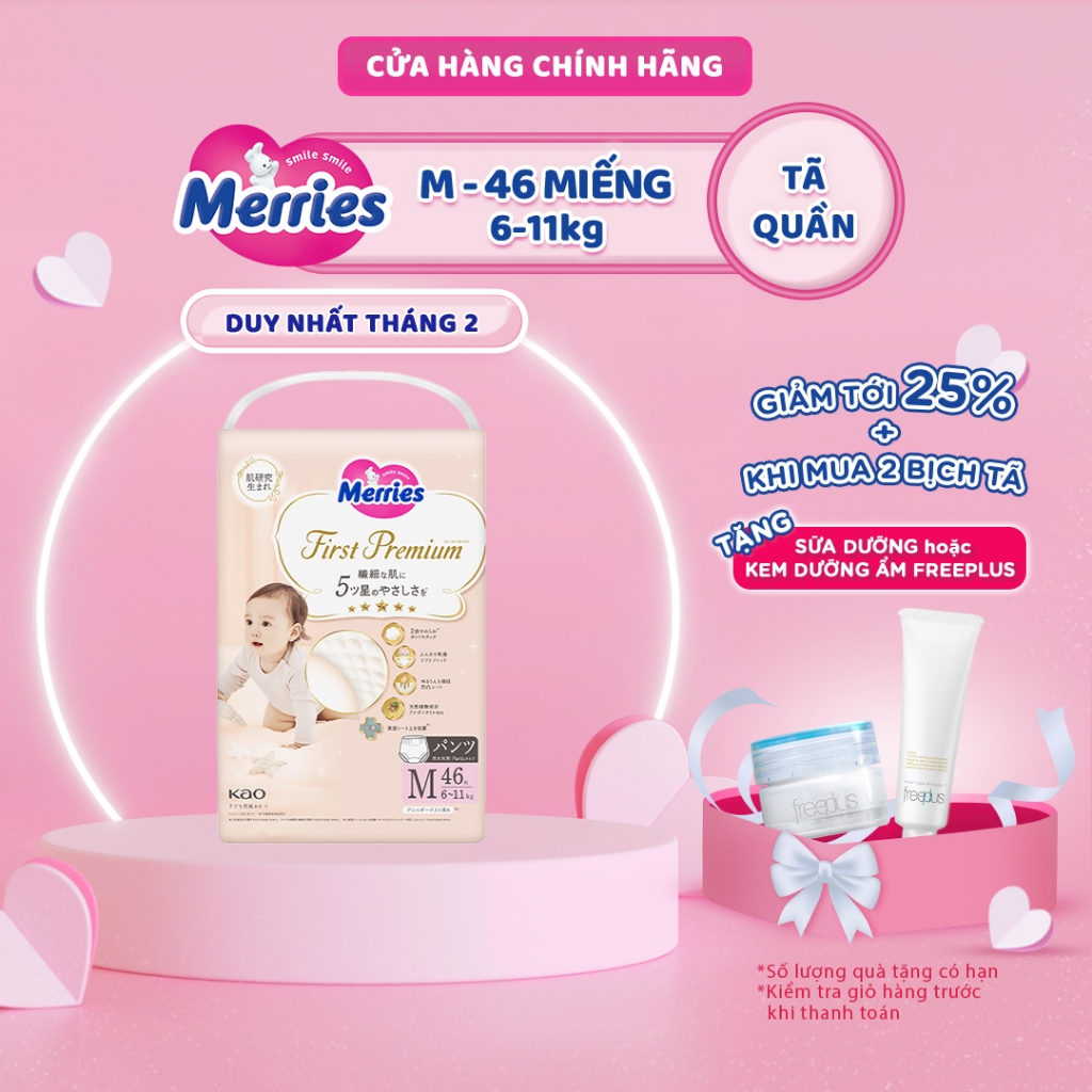 [GIẢM 25% + QUÀ] Tã quần Merries First Premium đủ size M46/L36/XL32 ...