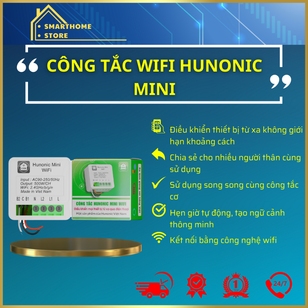 Công Tắc Điều Khiển Từ Xa Hunonic Mini | Thiết Kế Nhỏ Gọn, Kết Nối Wifi ...