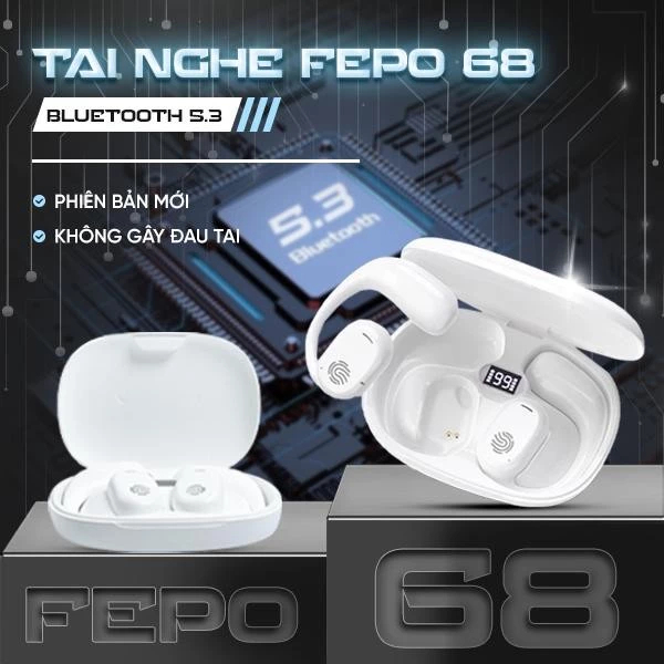 Tai nghe thể thao FEPO-68 phiên bản BLUETOOTH 5.3, thiết kế thể thao ...