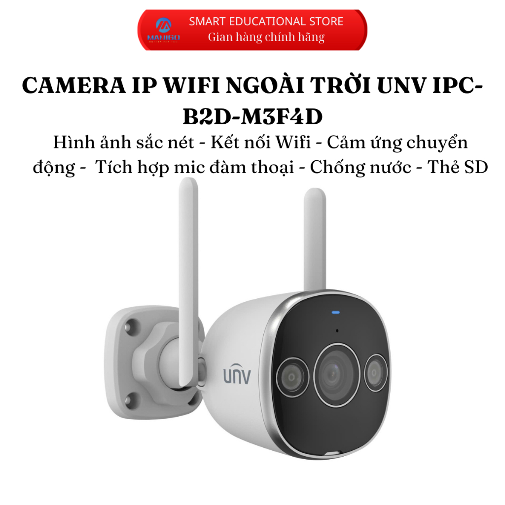 Camera IP Wifi ngoài trời UNV IPC-B2D-M3F4D đàm thoại 2 chiều xoay 360 ...