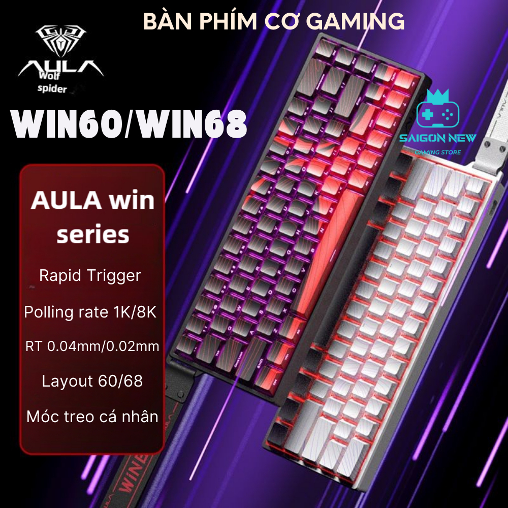 Bàn phím cơ Gaming Aula Win60 / Win68 - Công nghệ Rapid Trigger 0.04, 0 ...