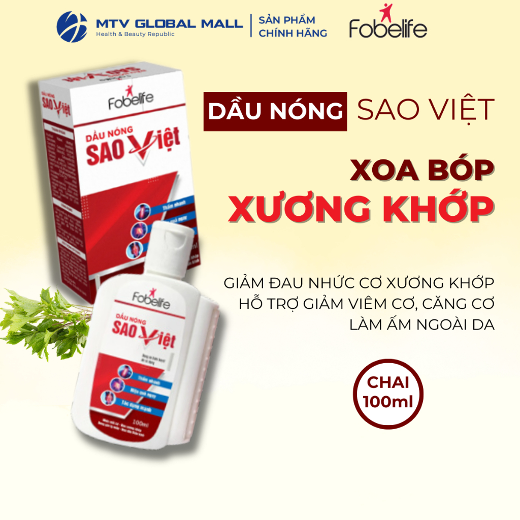 Dầu Nóng Sao Việt Fobelife Xoa Bóp Bong Gân, Đau Nhức Xương Khớp Chai 100ml | Shopee Việt Nam