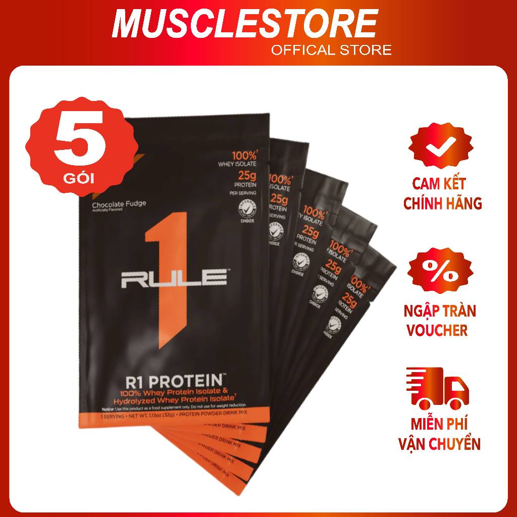 Sample Rule 1 Whey Protein Isolate và Hydrolyzed (5 Gói), Hỗ Trợ Tăng ...