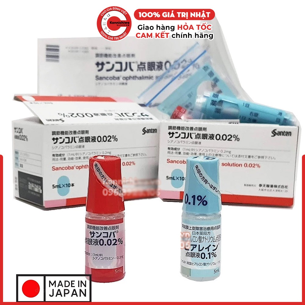 Nước nhỏ mắt cận 𝗦𝗔𝗡𝗖𝗢𝗕𝗔 Ophthalmic 0.02% 5ml nội địa Nhật ...