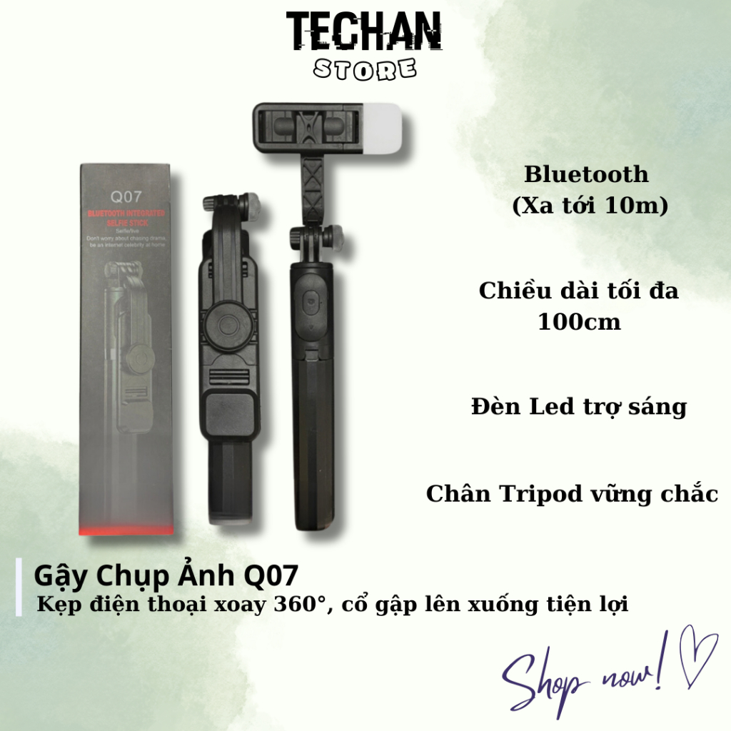Gậy Chụp Ảnh 3 Chân Q07 100cm kèm Remote Chụp Hình từ xa Tự Sướng Selfie Tripod đa năng Giá Đỡ ...