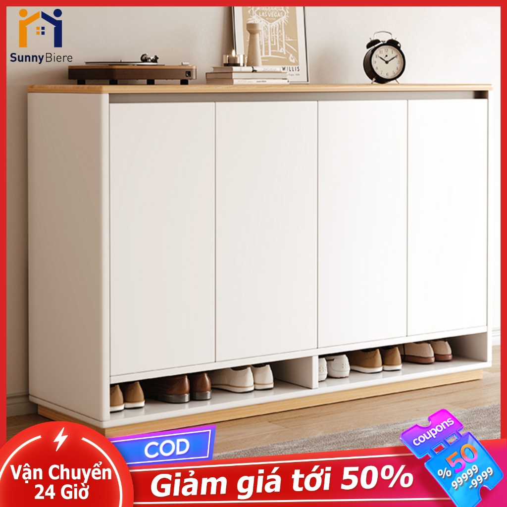 SUNNY Tủ Giày Thông Minh 4 Cánh - Gỗ MDF Cao Cấp Màu Trắng Vân Gỗ Tiết ...