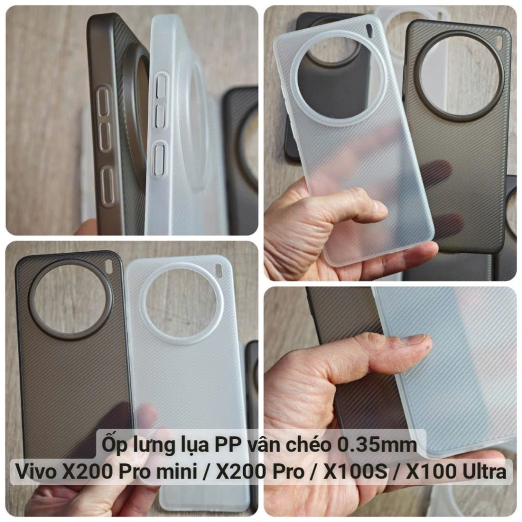 Ốp lưng lụa PP sần vân chéo 0.35mm Vivo X200 Pro mini / X100S / X100 Ultra siêu mỏng giấy memumi ...