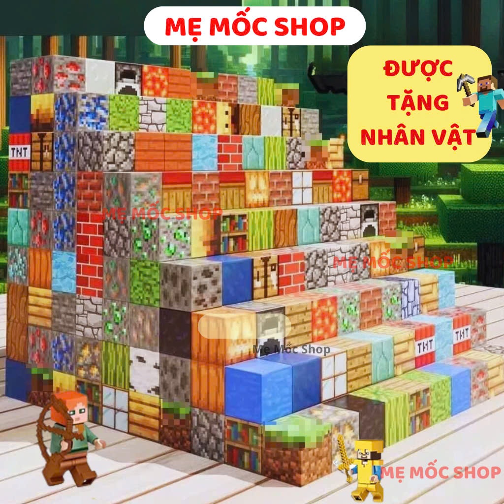 [TẶNG NHÂN VẬT] Đồ Chơi Khối Nam Châm Minecraft DIY Khối Xây Dựng Mô ...