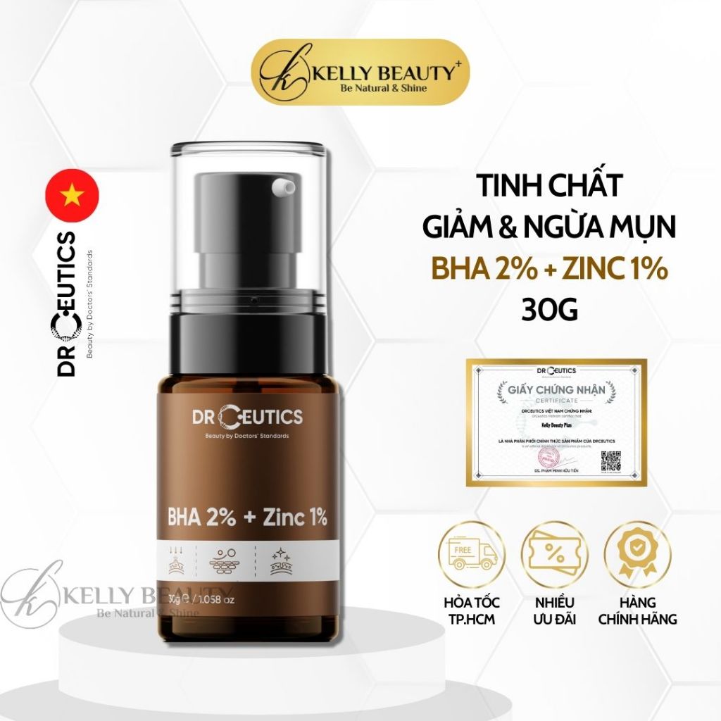 Serum Mụn DrCeutics BHA 2% + ZinC 1% - Cải Thiện và Ngừa Mụn; Thoáng Lỗ Chân Lông | Kelly Beauty ...